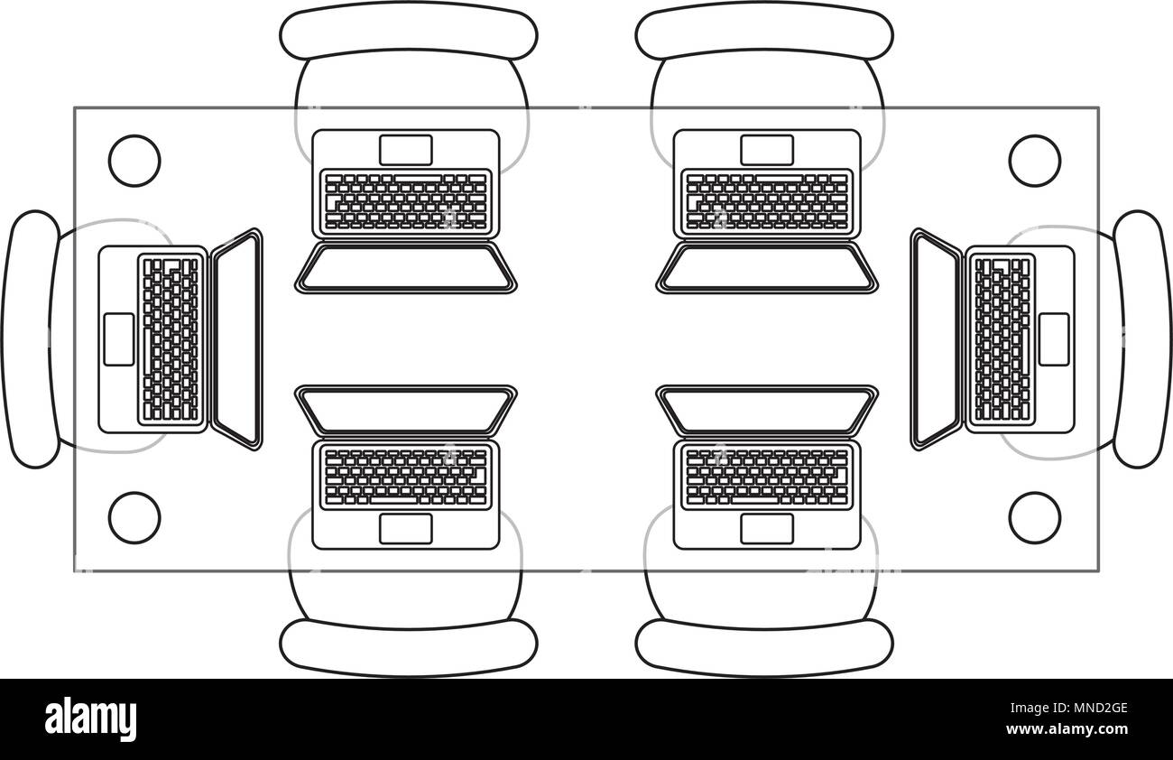 Office table from above Stock Vector Images - Alamy
