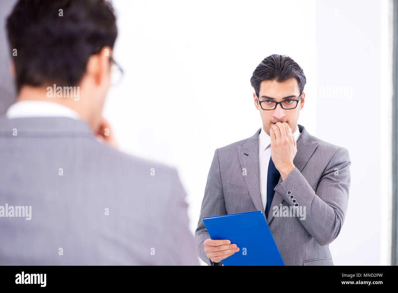 Practicing speech in front of mirror hi-res stock photography and ...