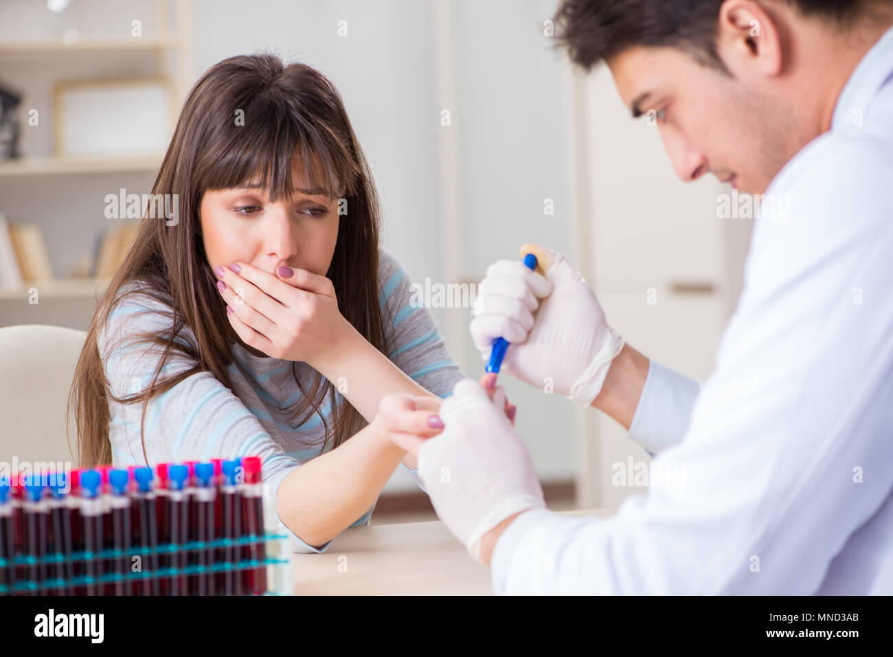 Patient during blood test sampling procedure taken for analysis Stock ...