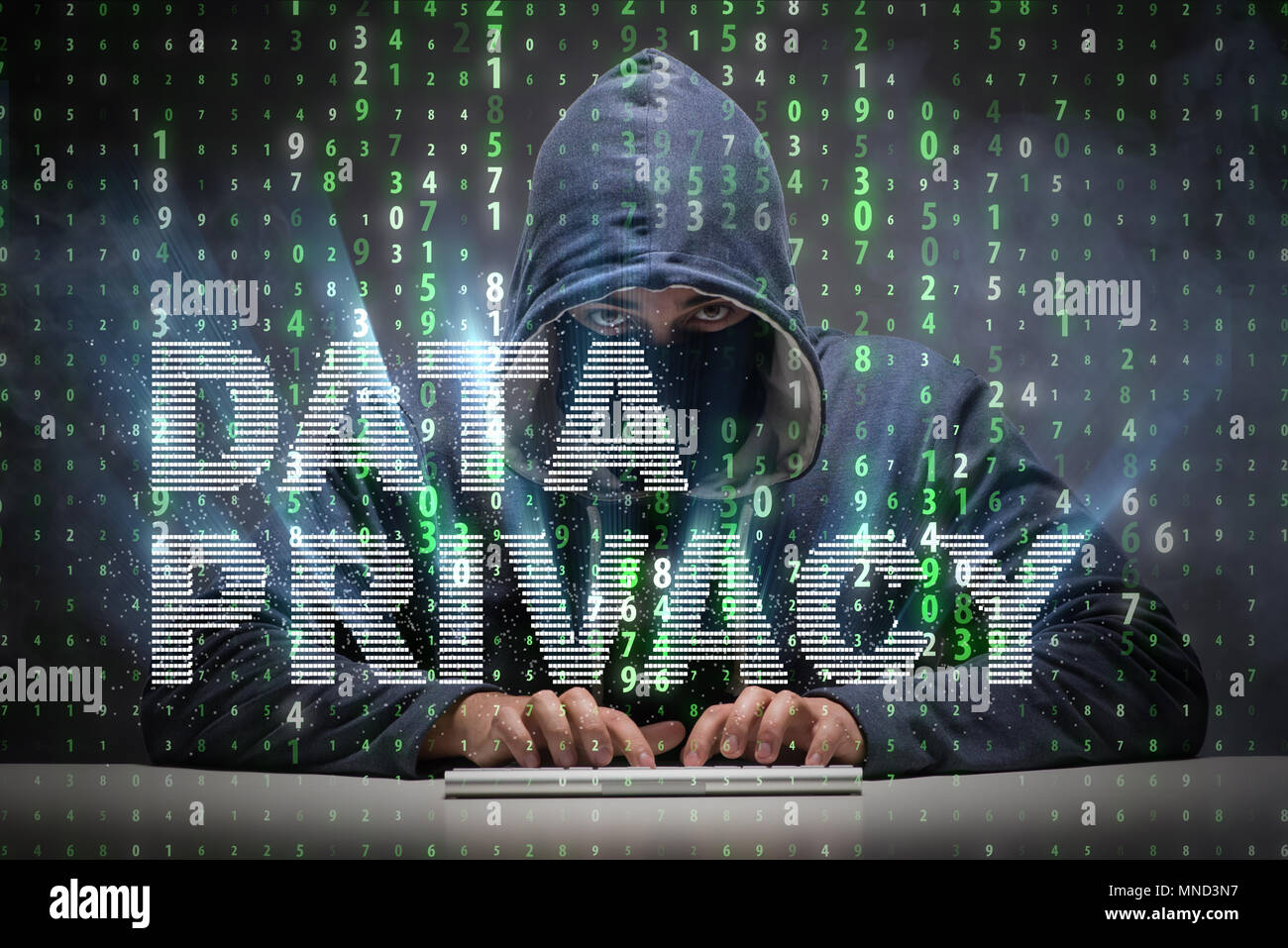 Data Privacy Concept With Hacker Stealing Personal Information Stock