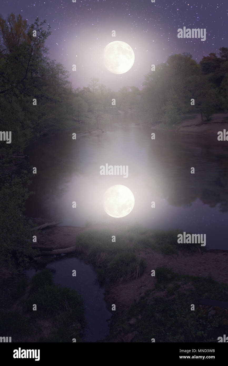 Moon in the pond hi-res stock photography and images - Alamy