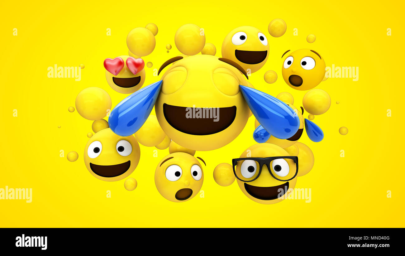 yellow characters floating 3d rendering Stock Photo - Alamy