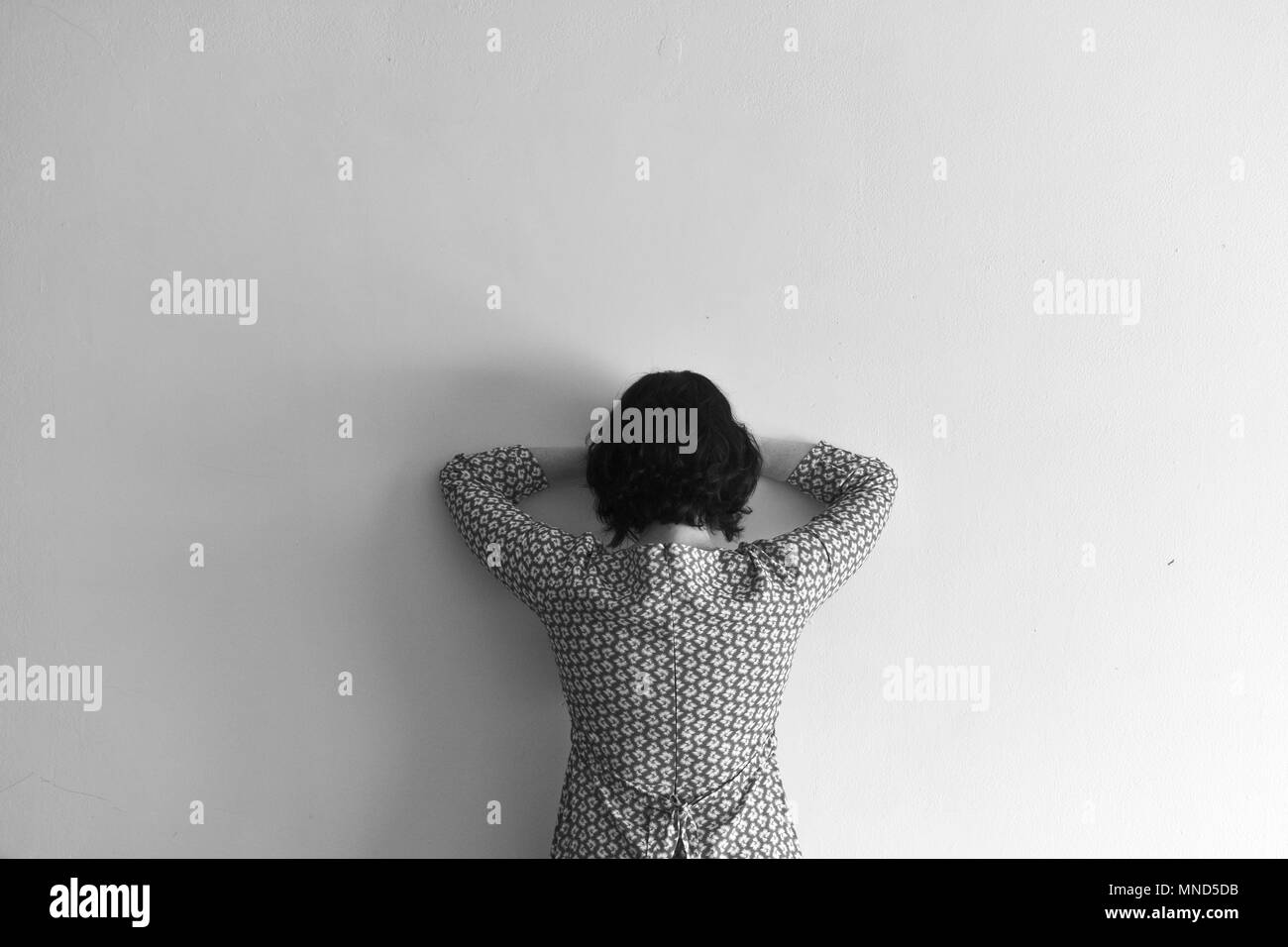 Upset woman on background Black and White Stock Photos & Images - Alamy