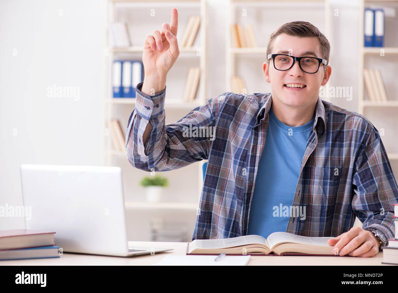 Young student studying over internet in telelearning concept Stock ...