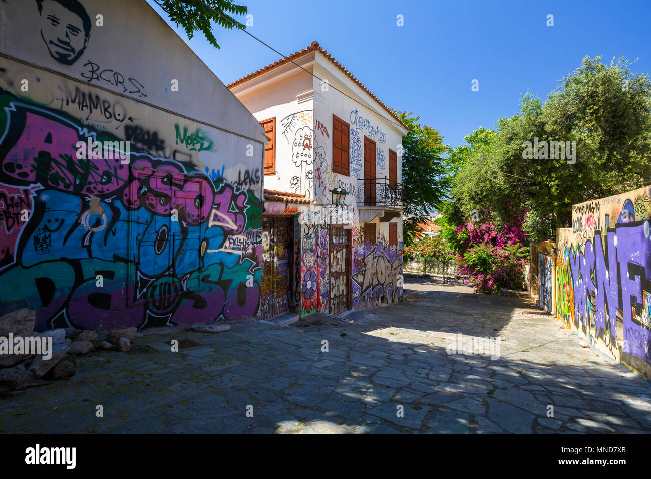 Athens, Greece - May 14, 2018: Plaka, the old town of Athens, is known ...