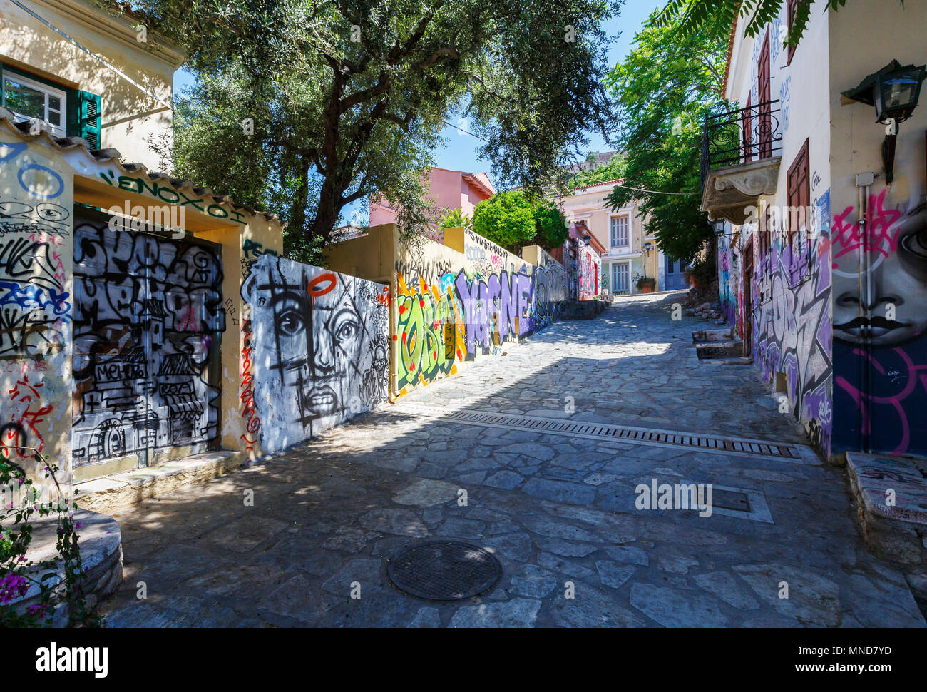 Athens, Greece - May 14, 2018: Plaka, the old town of Athens, is known ...