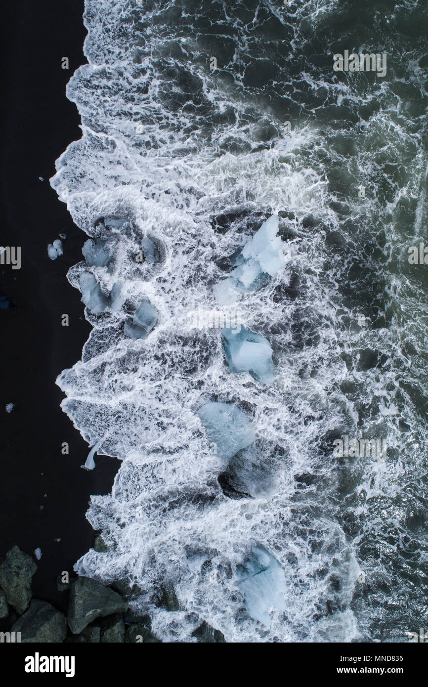 Aerial view of ice on shore, Iceland Stock Photo - Alamy