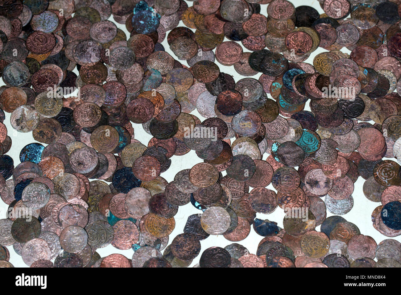 large number of old coins, background image Stock Photo - Alamy