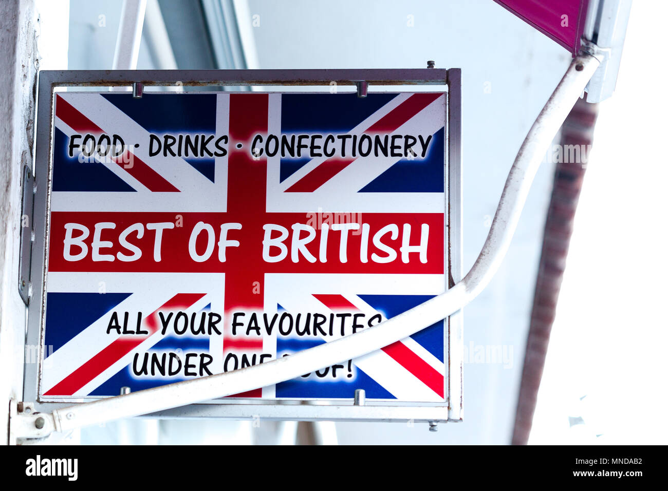 Shop sign. Best of British. Nerja Spain Stock Photo - Alamy