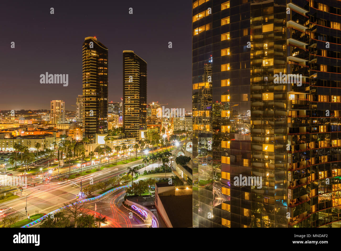 Night Street - An aerial night view of East Harbor Drive along Martin ...