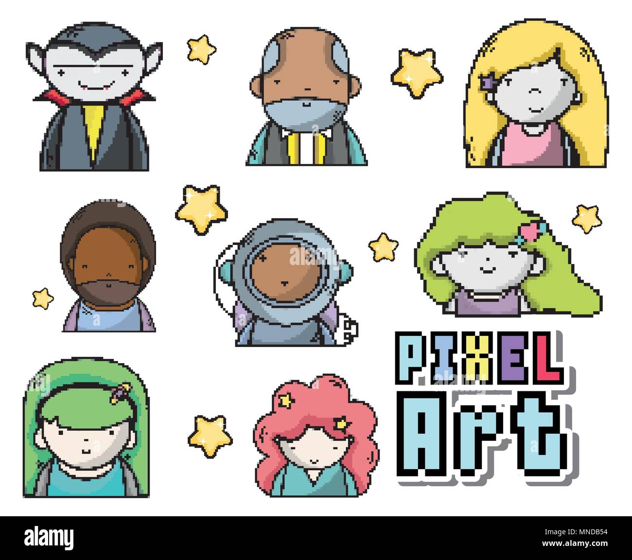 Pixel art characters Stock Vector Image & Art - Alamy