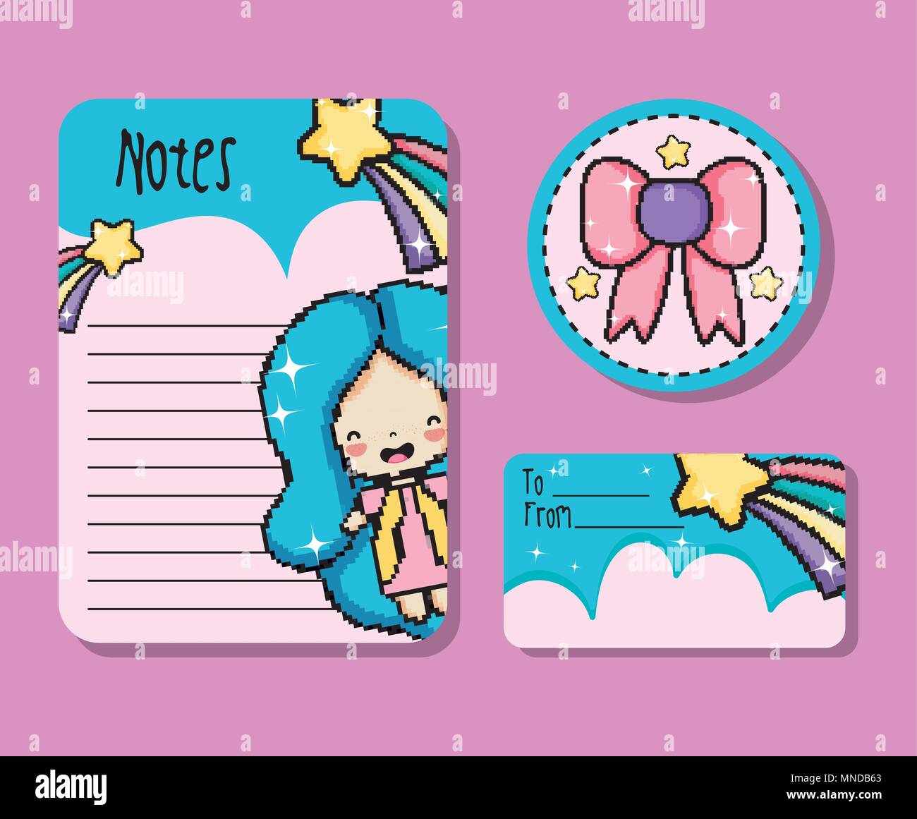 Pixel art notes mockup Stock Vector Image & Art - Alamy