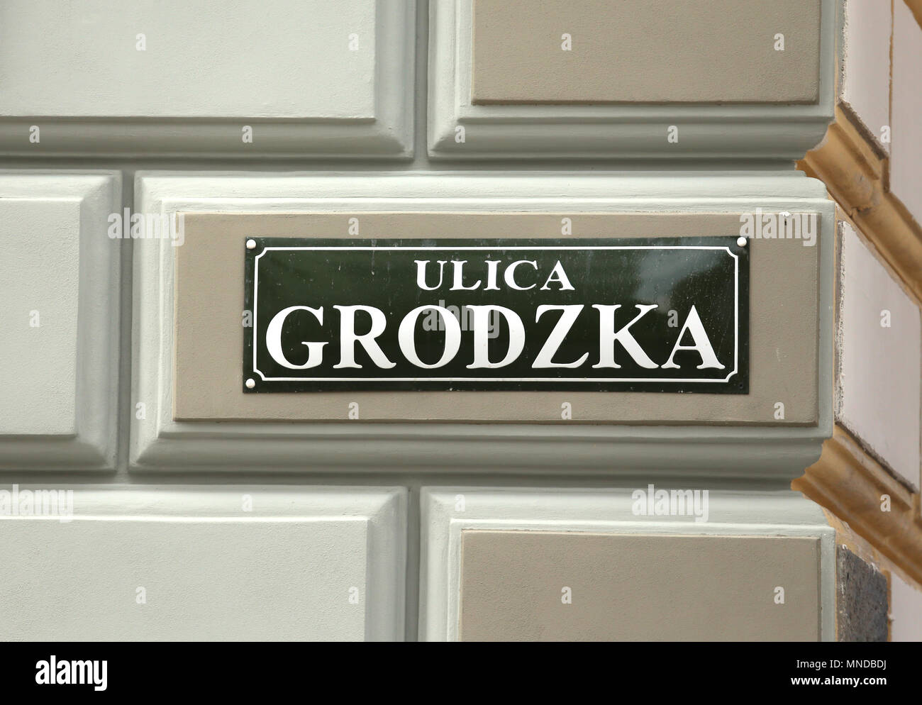 road sign in Polish indicating one of the oldest streets of the city of ...
