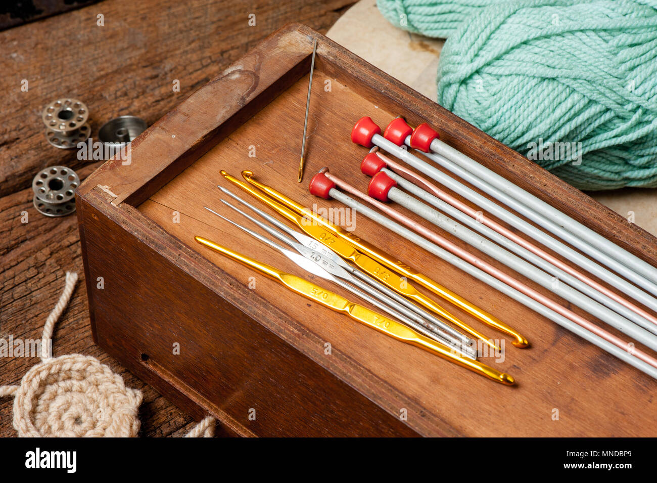 equipment for knitting and crochet (crochet hook, yarn, wool, needle ...