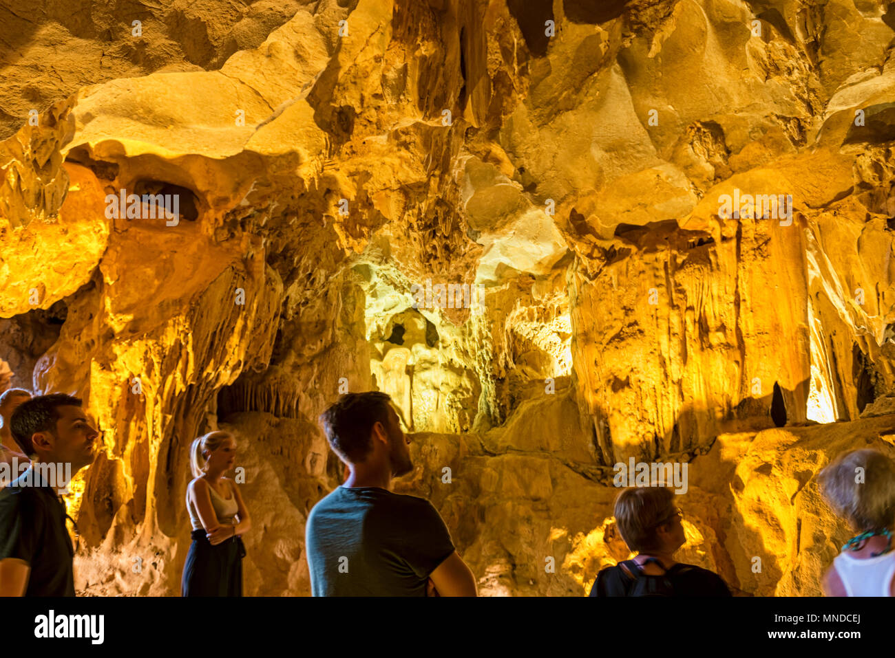 Halong Bay, Vietnam - October 24, 2017: Tourists visiting cave on the ...