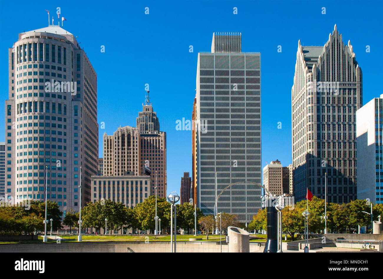 Mix of old and new buildings in Detroit Stock Photo - Alamy