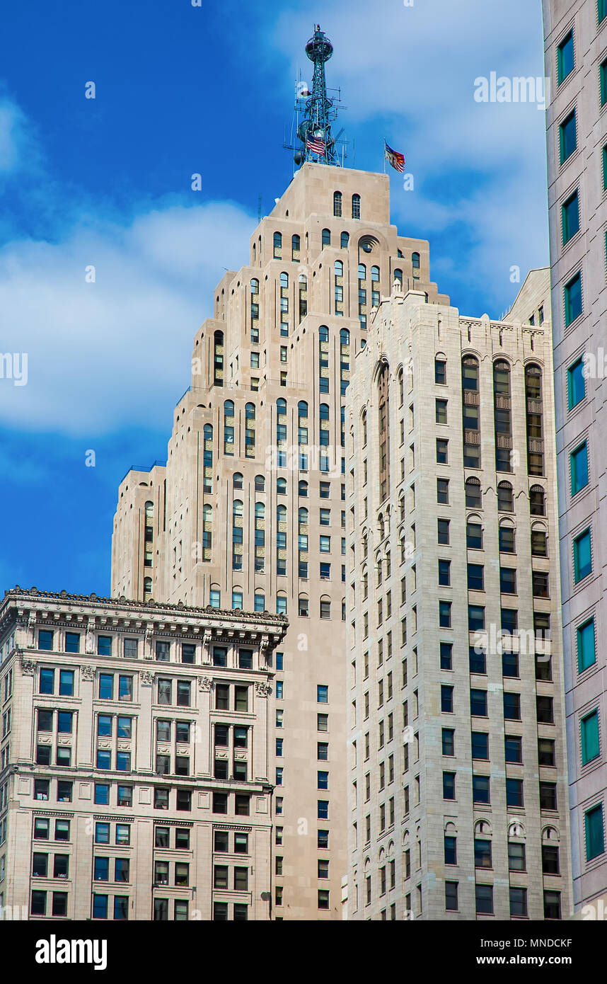 Old Classic buildings style in downtown Detroit Stock Photo - Alamy