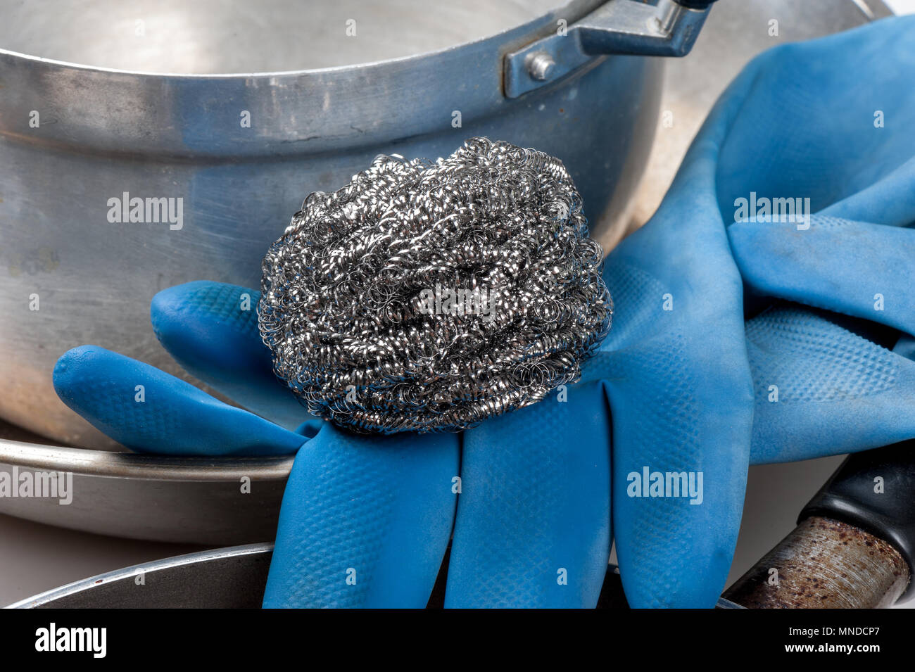 stainless steel scrubber, scouring pad for dish washing Stock Photo - Alamy