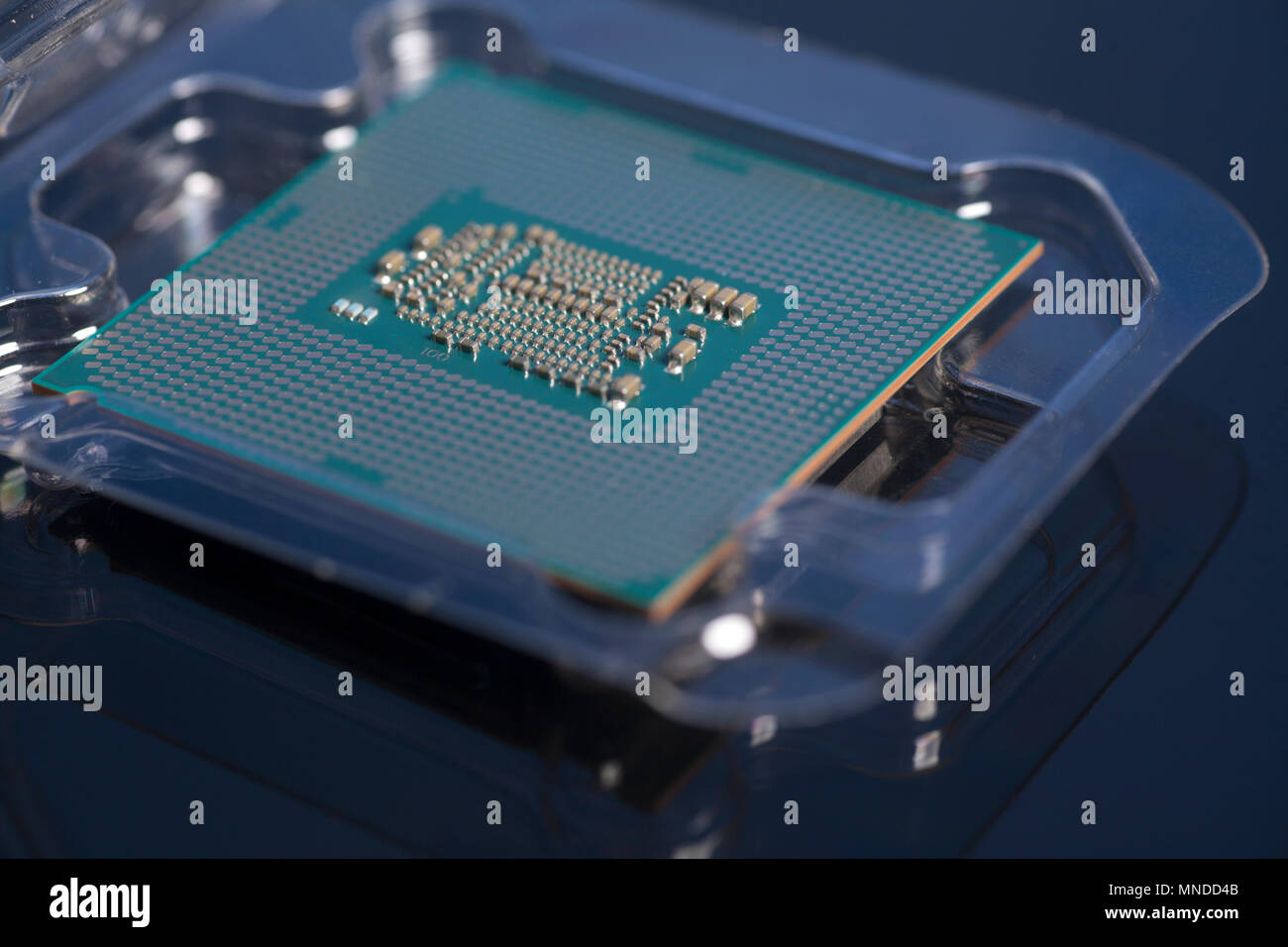 Central processing unit CPU processor microchip in the packaging box on ...