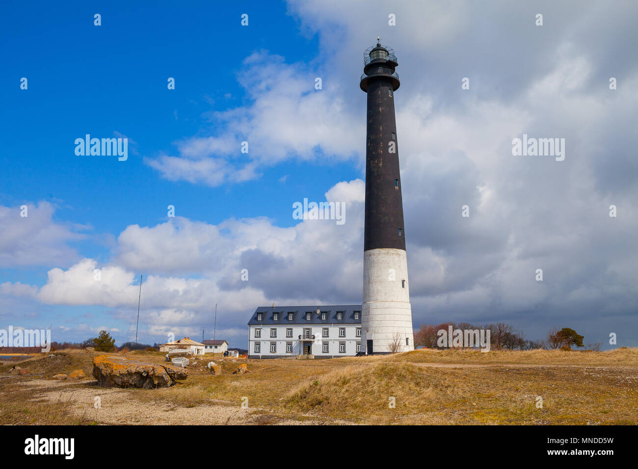 Sorve lighthouse in the Baltic Sea. Well known landmark of island ...
