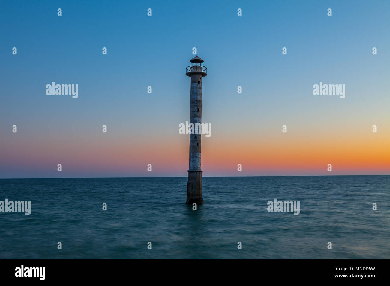 Skew lighthouse in the Baltic Sea. Late sunset time. Kiipsaare ...