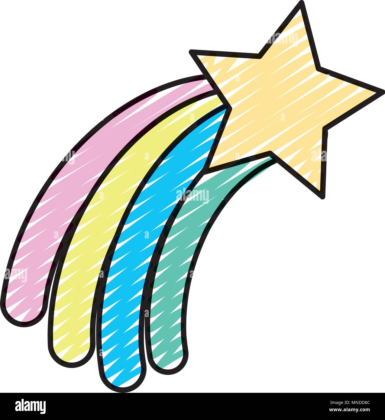 doodle shooting star with rainbow style in the sky Stock Vector Image ...