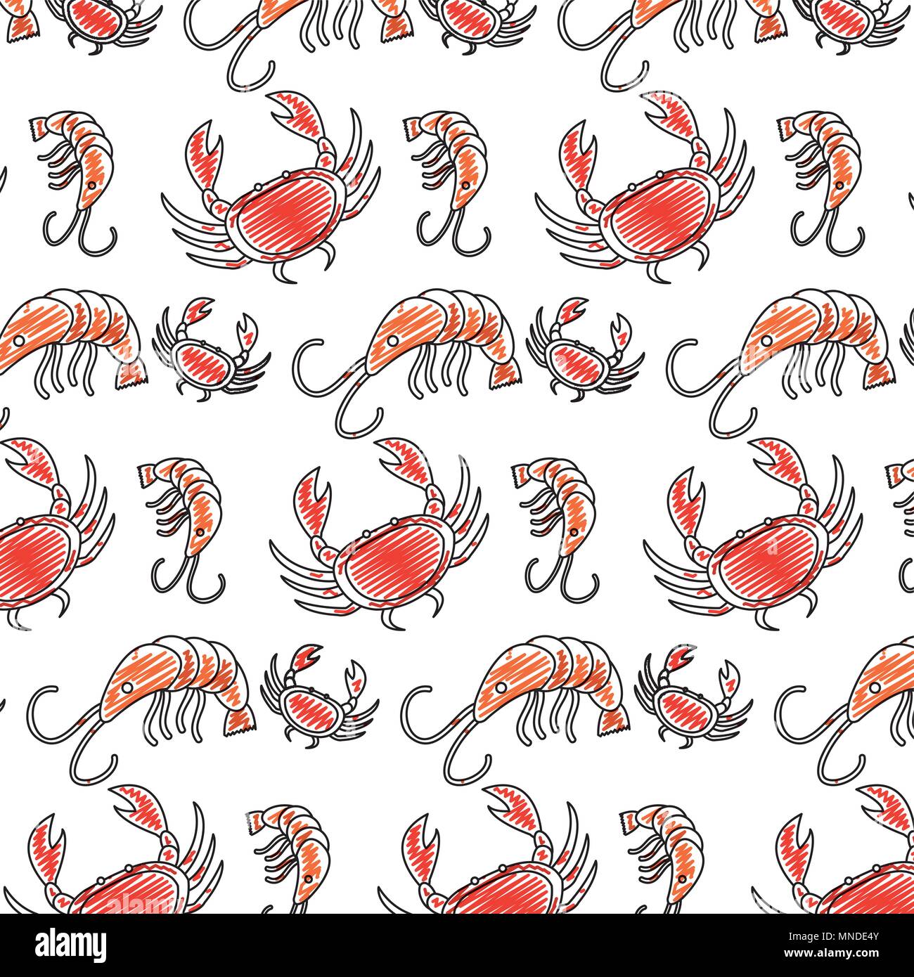 doodle fresh lobster and crab food background Stock Vector Image & Art ...