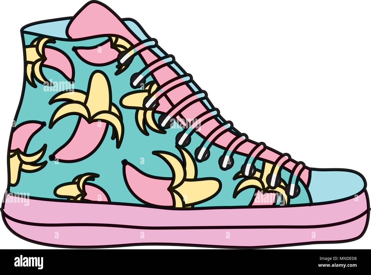 color fashion sneaker shoes with bananas style Stock Vector Image & Art ...
