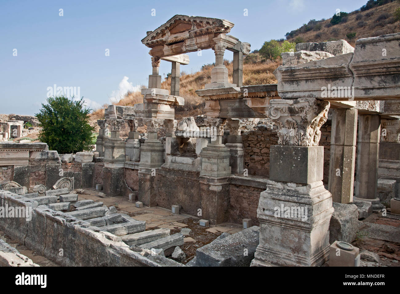 the Curetes ruins at Ephesus, Greece which is a popular tourist ...