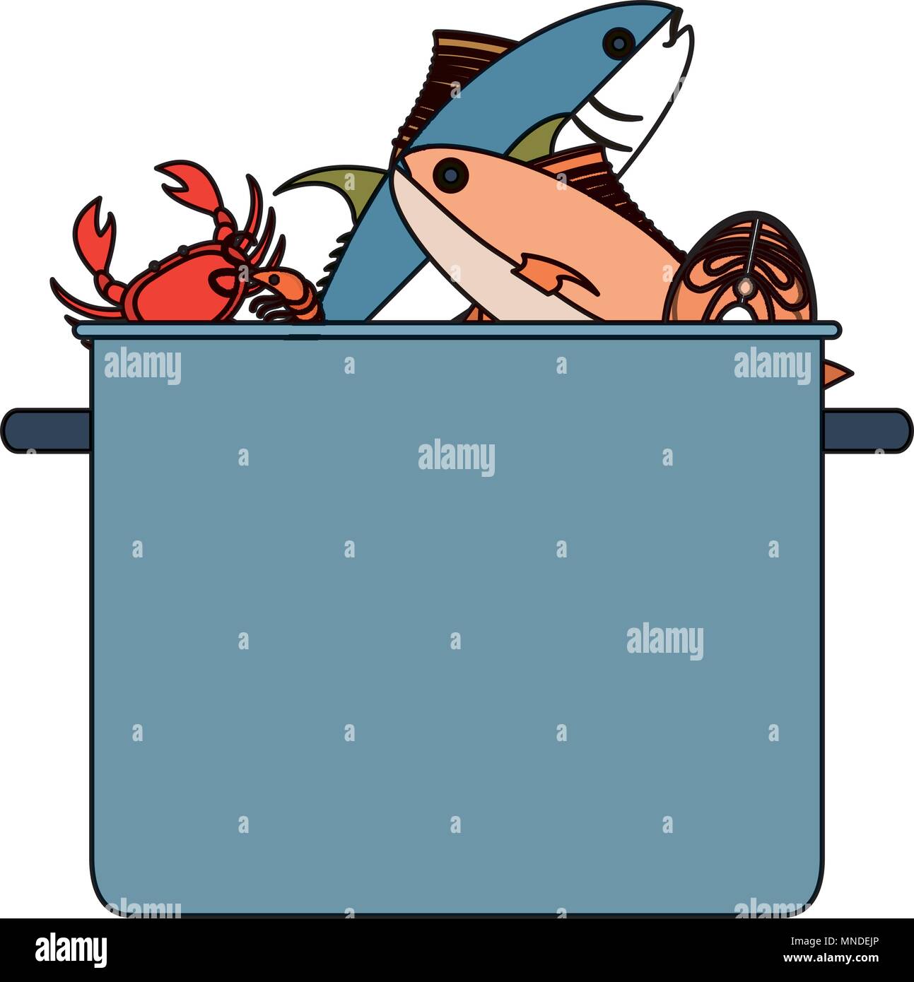 color sea food inside metal cooking pot Stock Vector Image & Art - Alamy