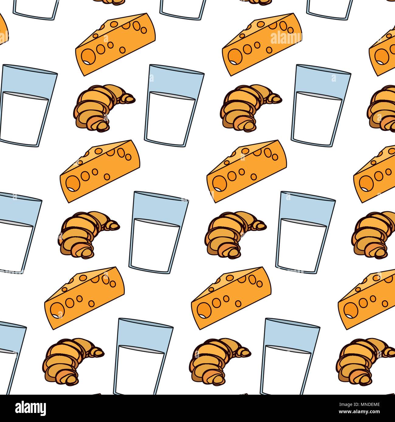 color croissant bread with milk glass and cheese background Stock ...