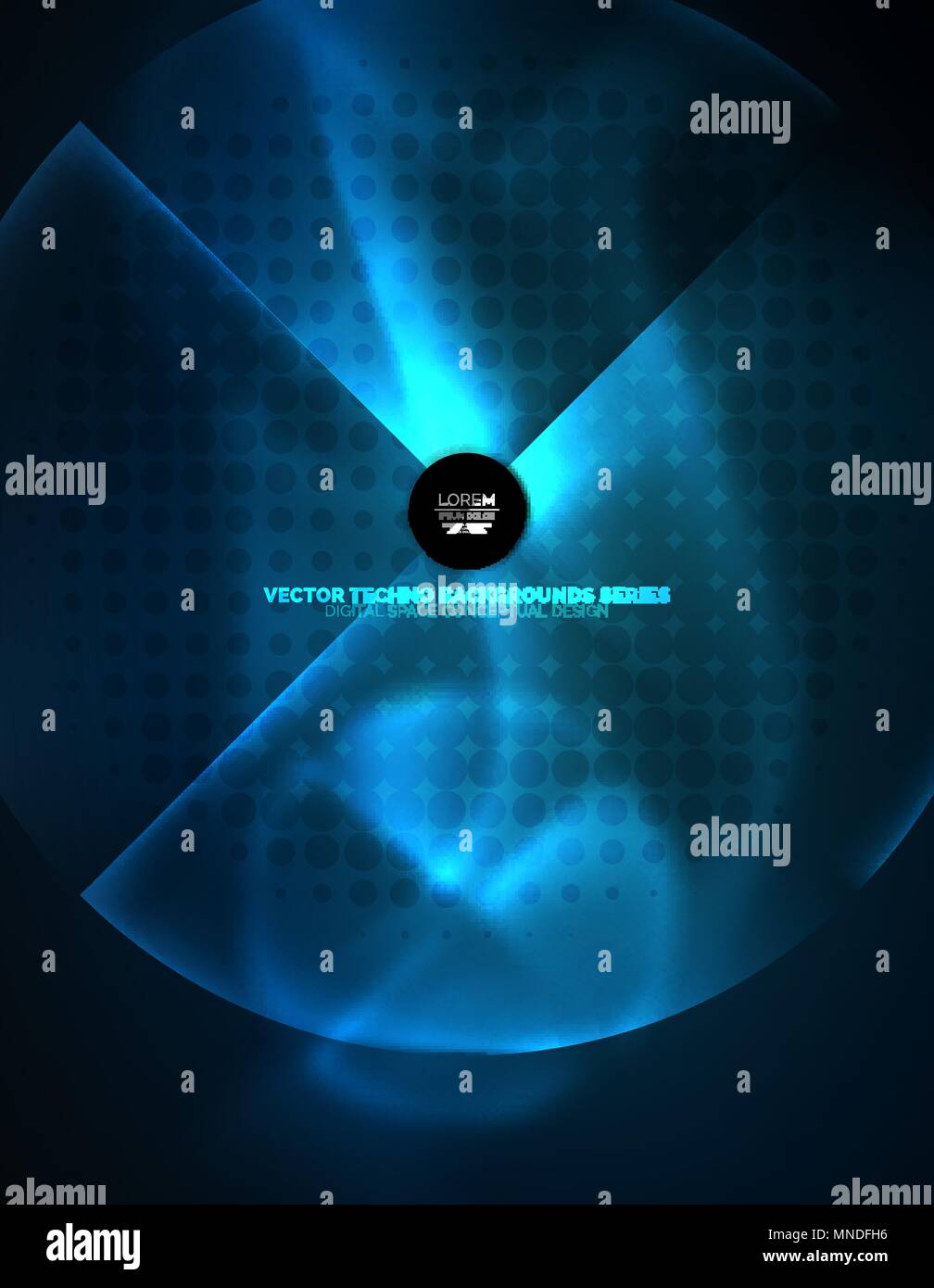 Circular glowing neon shapes, techno background. Circular blue glowing ...