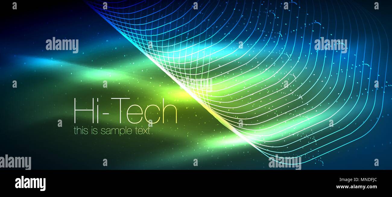 Hi-tech futuristic techno background, neon shapes and dots. Hi-tech ...