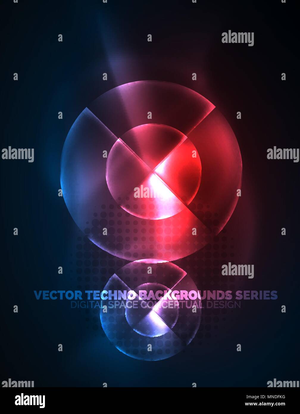 Circular glowing neon shapes, techno background. Circular glowing neon ...