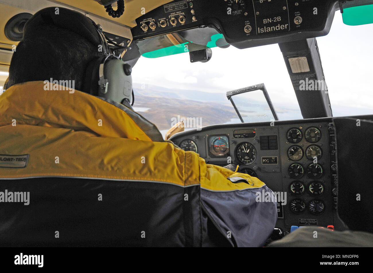 Inside Britten Norman BN-2B islander aircraft flying between Shetland ...