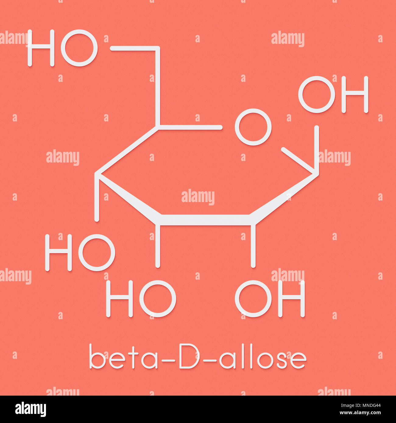 Allose (beta-D-allopyranose form) sugar molecule. Skeletal formula ...