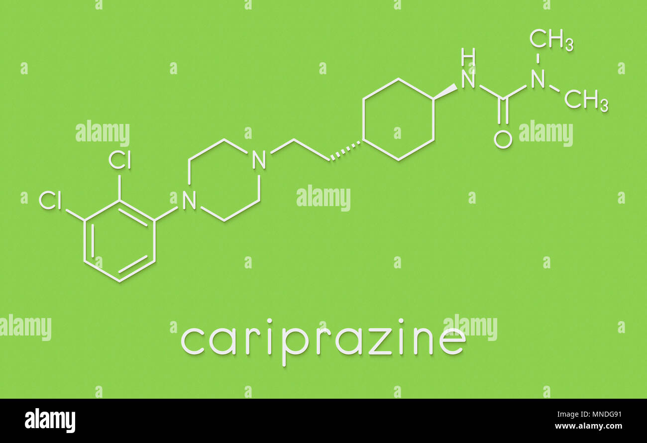 Cariprazine antipsychotic drug molecule. Skeletal formula Stock Photo ...