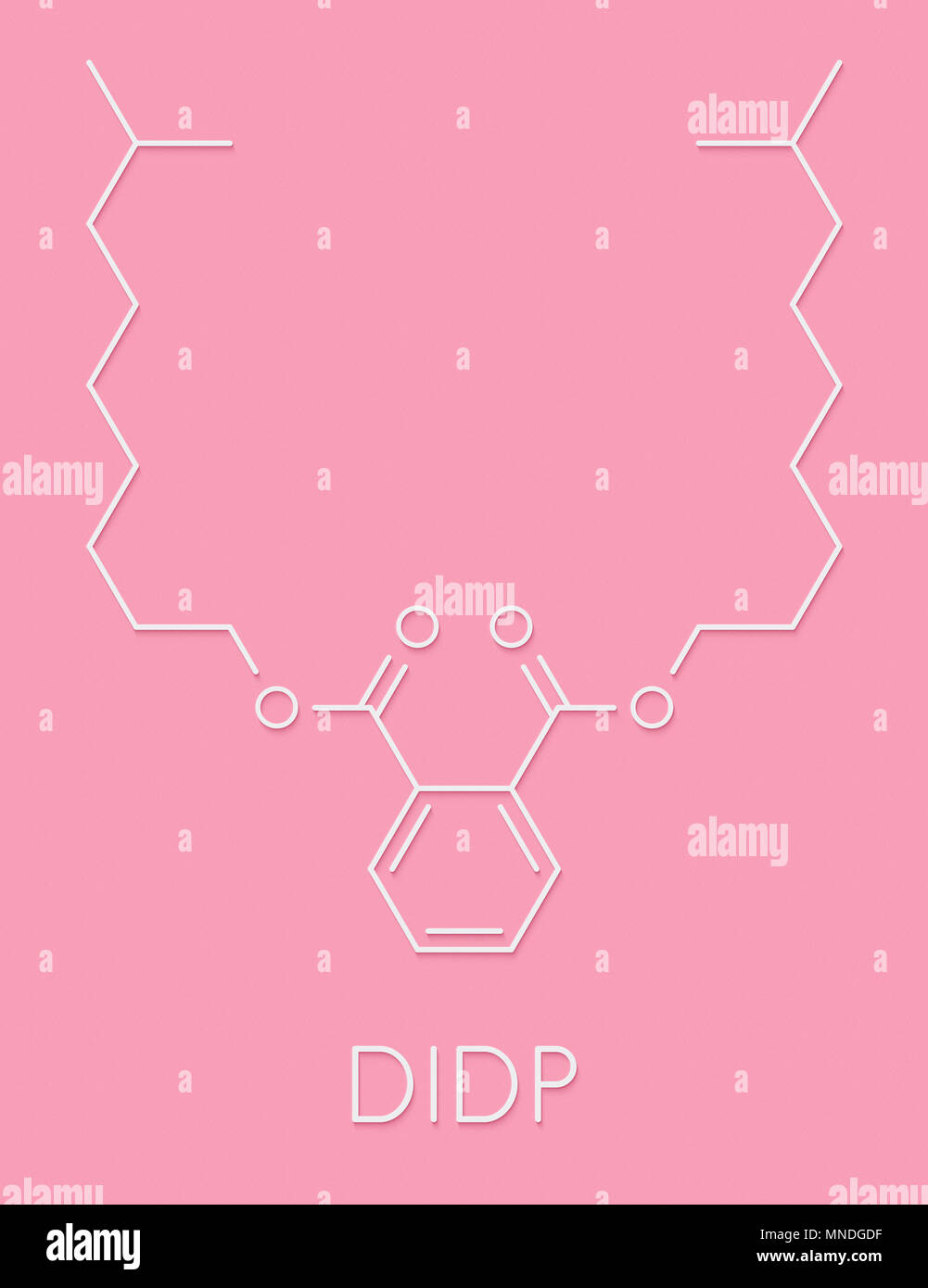 Diisodecyl phthalate (DIDP) plasticizer molecule. Skeletal formula ...