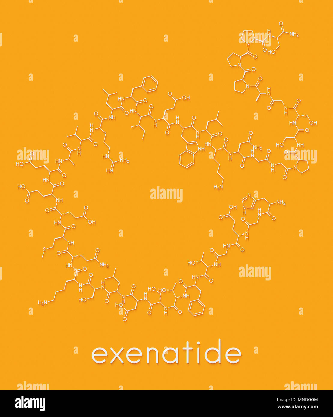 Exenatide diabetes drug molecule. Skeletal formula Stock Photo - Alamy