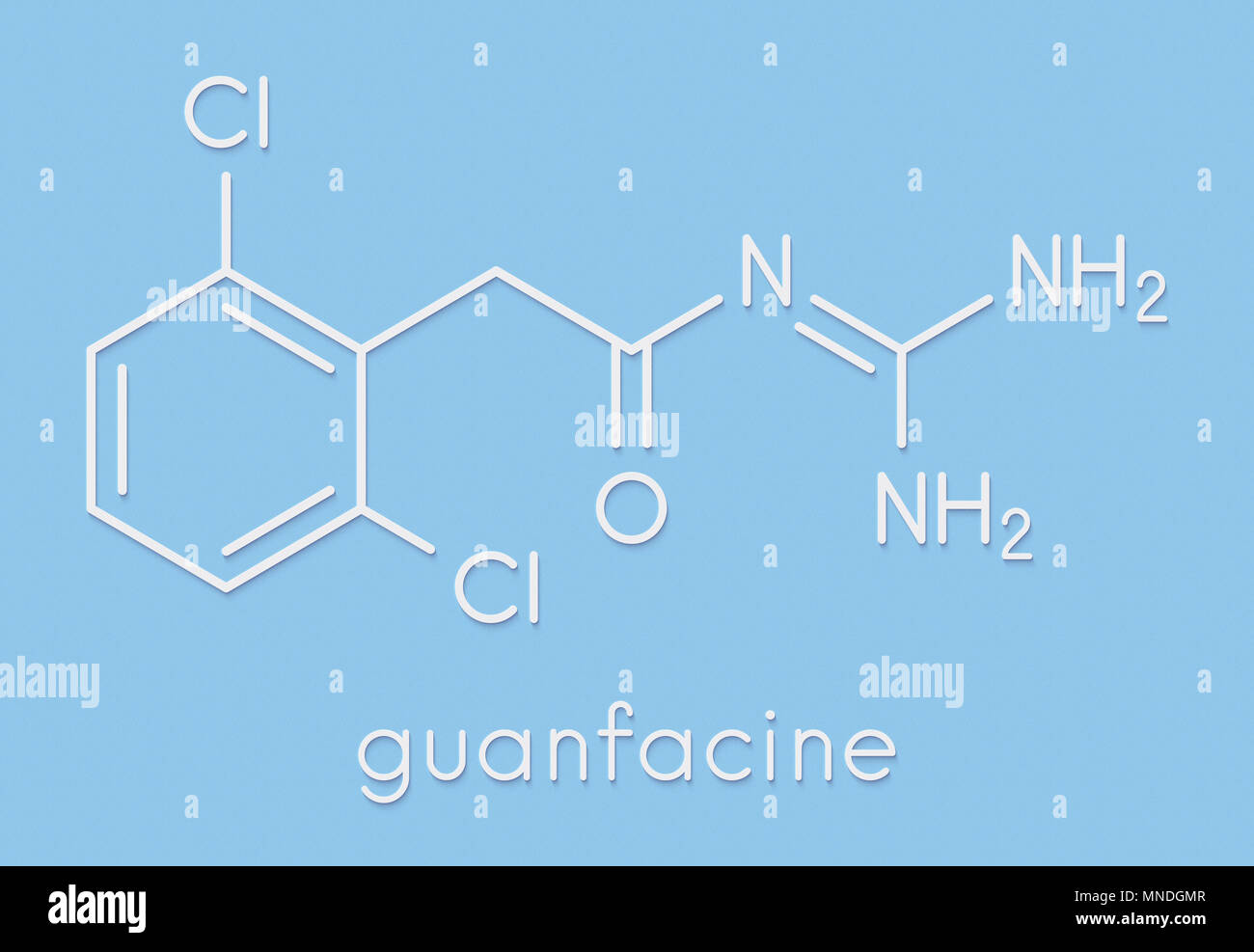 Guanfacine ADHD drug molecule. Skeletal formula Stock Photo - Alamy