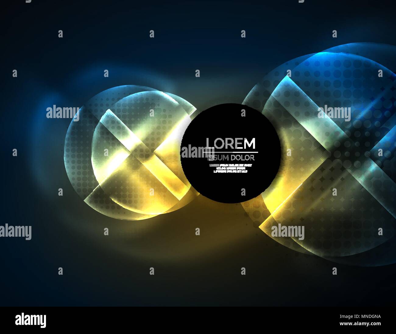 Circular glowing neon shapes, techno background. Circular glowing neon ...