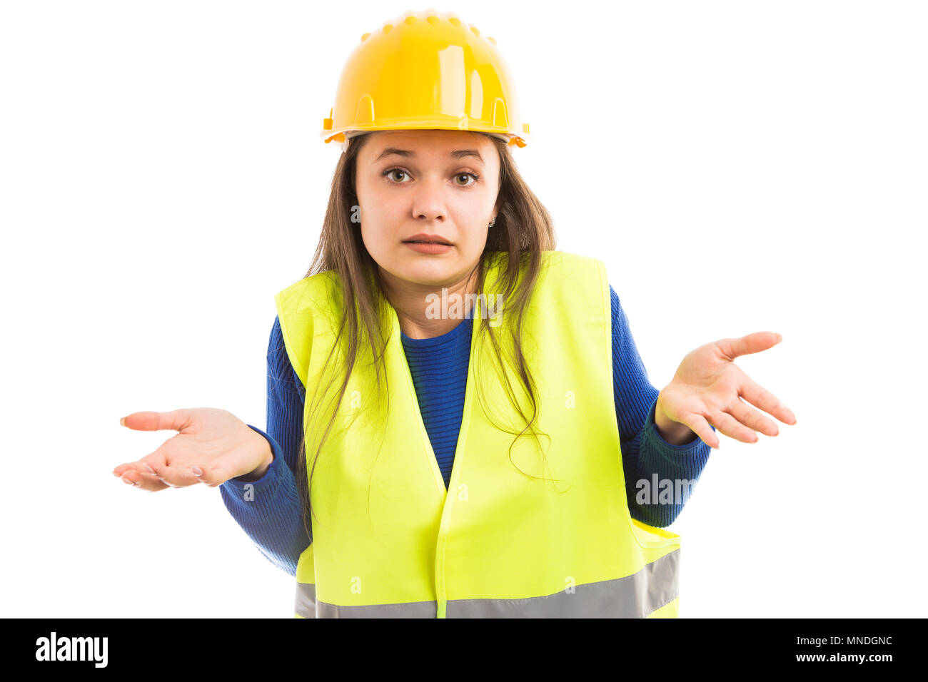 Confused female construction hi-res stock photography and images - Alamy