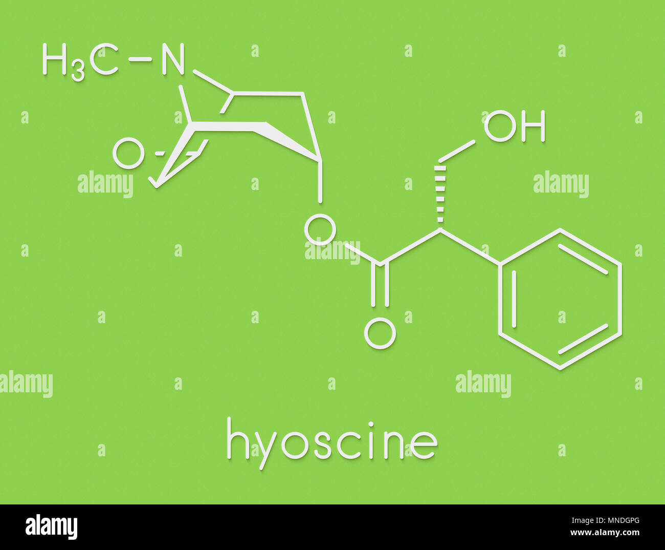 Scopolamine (hyoscine) anticholinergic drug molecule. Used in treatment ...