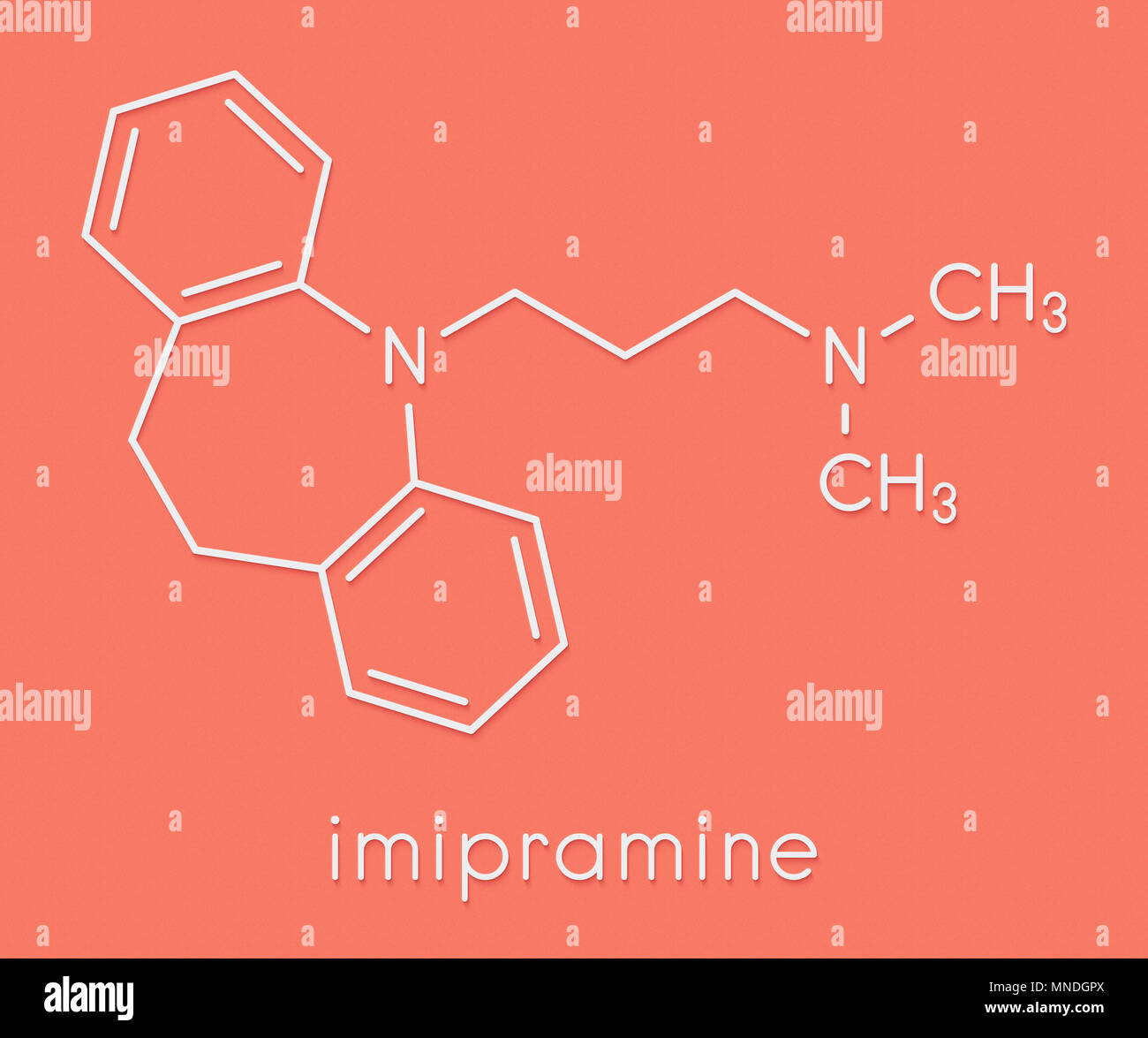Imipramine antidepressant drug molecule. Skeletal formula Stock Photo ...