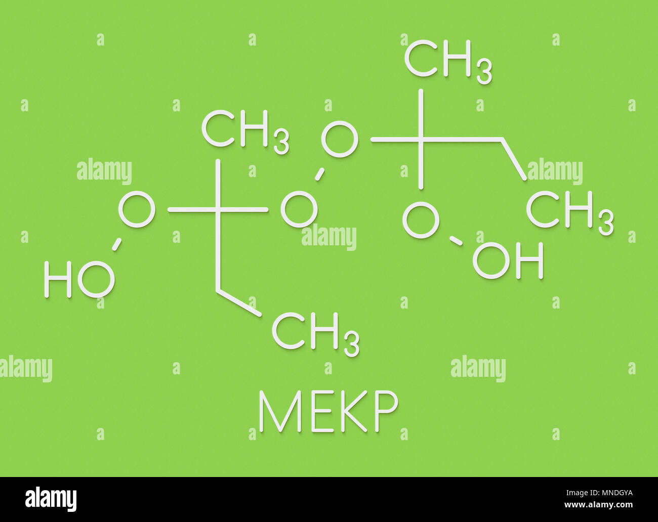 Methyl ethyl ketone peroxide (MEKP) explosive molecule. Skeletal ...
