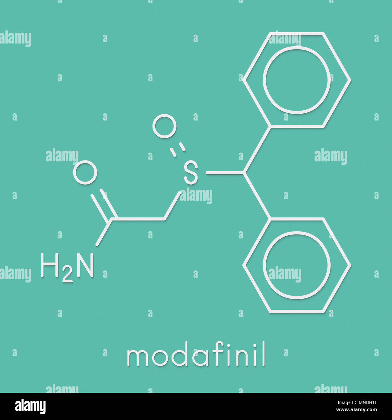 Modafinil wakefulness promoting drug molecule. Used to treat narcolepsy ...