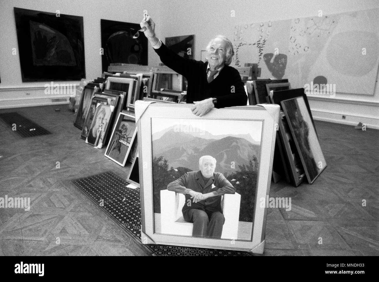 Picture hanging at the National Gallery in London Uk 1986 Stock Photo ...