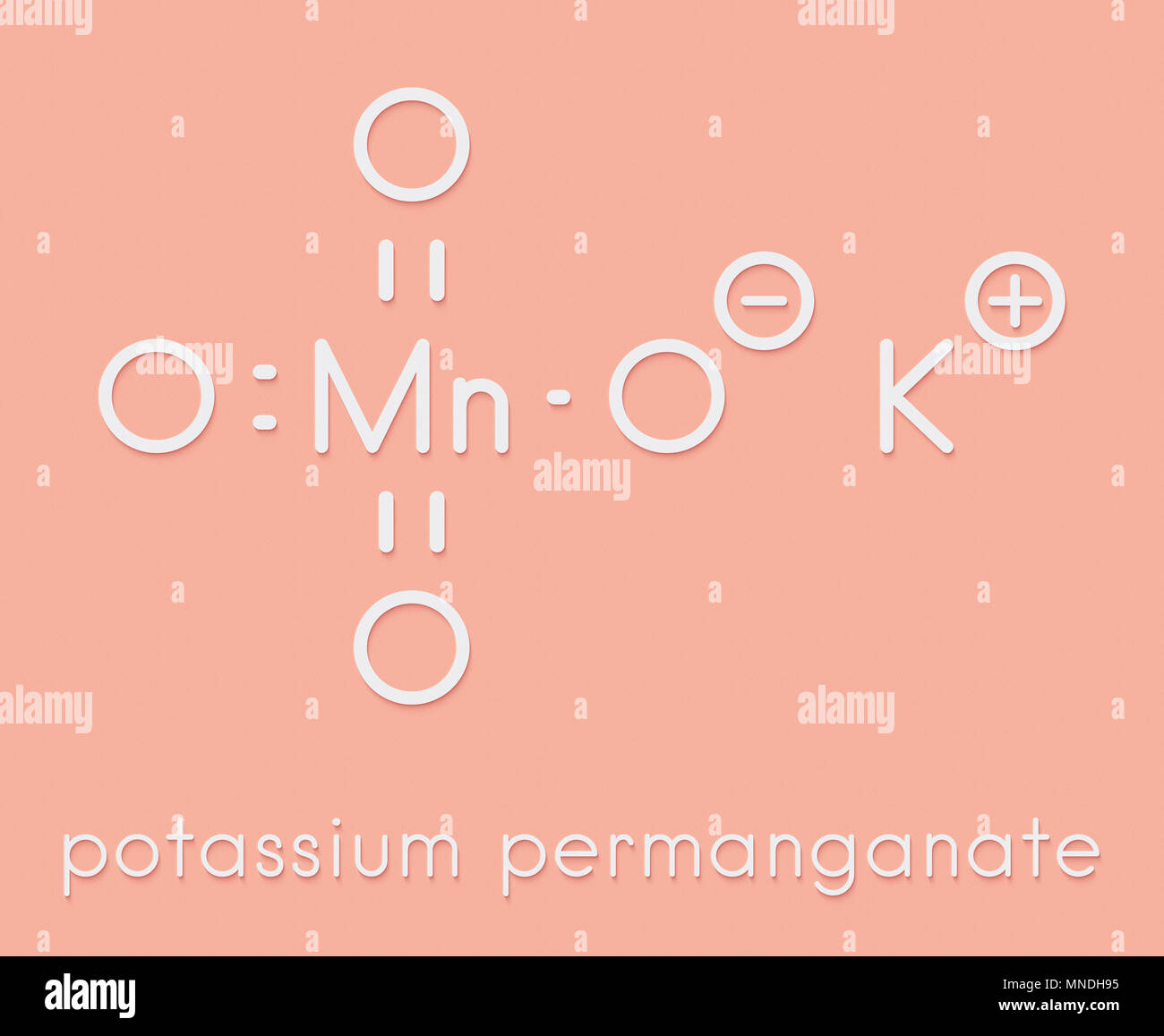 Potassium permanganate (KMnO4). Used as disinfectant solution. Skeletal ...