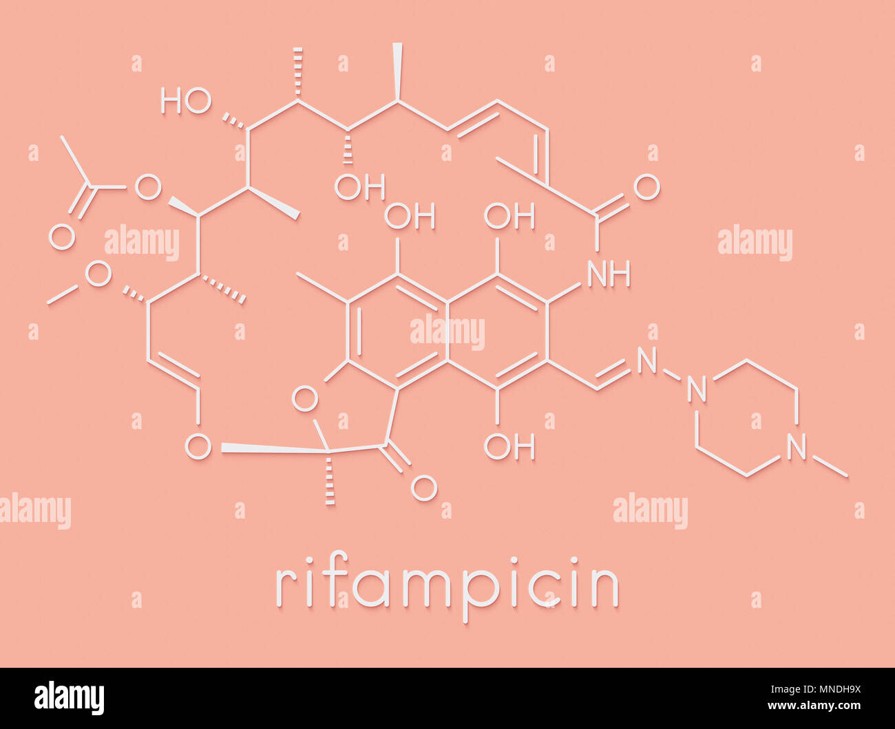 rifampicin (rifampin, rifamycin class) tuberculosis antibiotic molecule ...