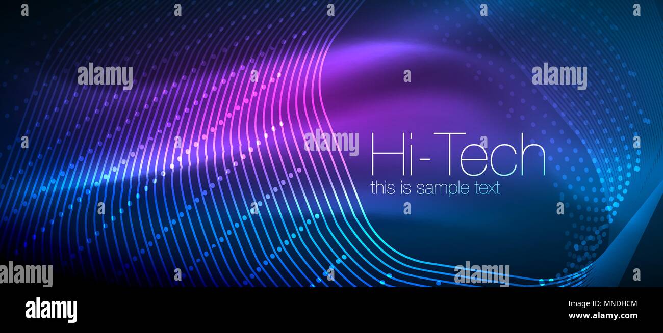 Hi-tech futuristic techno background, neon shapes and dots. Hi-tech ...